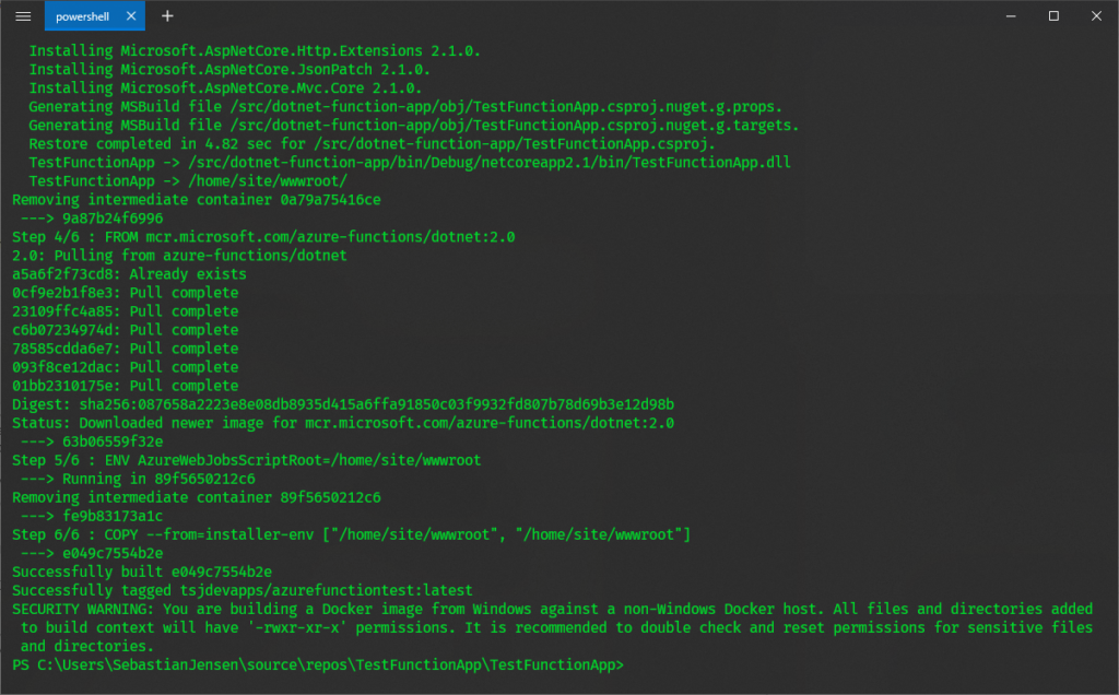 Azure Functions im Docker Container – tsjdevapps