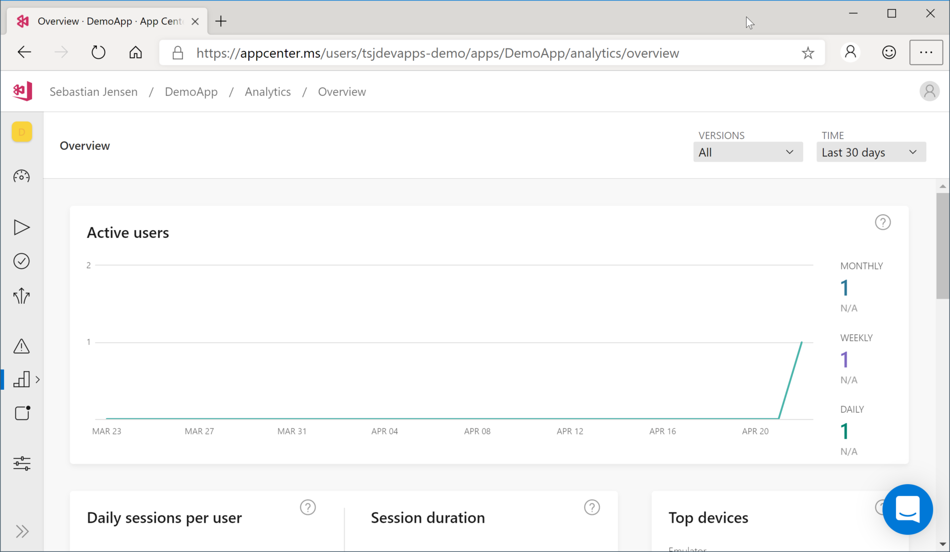 AppCenter.Analytics: Einblick in die Nutzung eurer App « tsjdevapps
