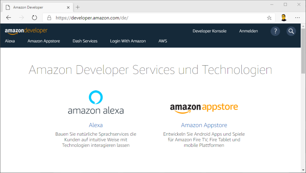 Alexa: Amazon Developer Account anlegen « tsjdevapps