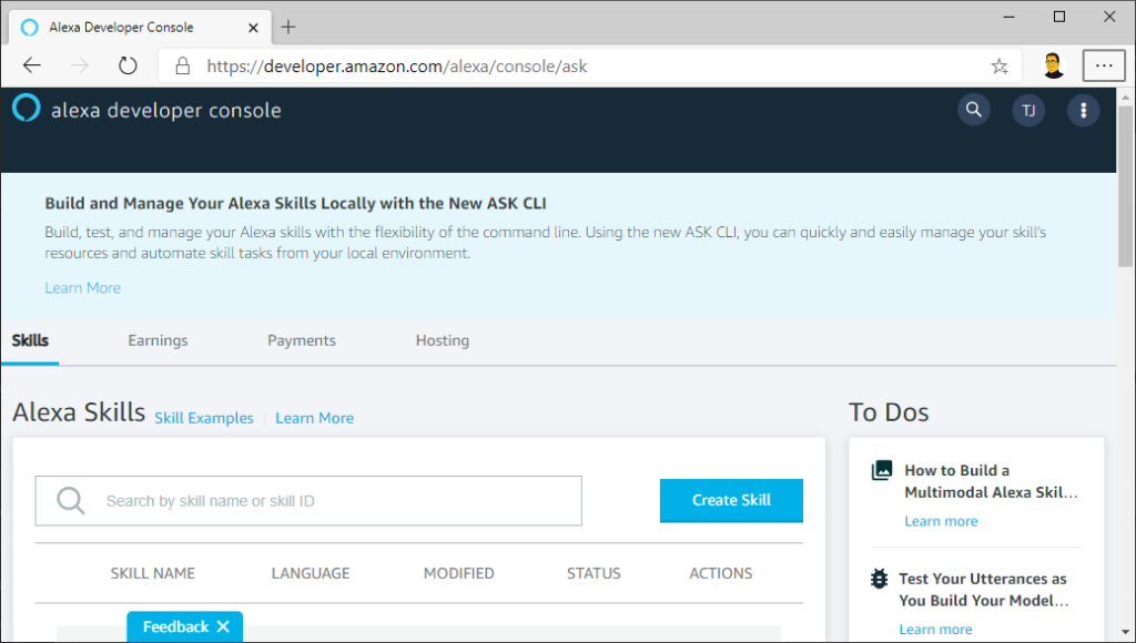 Alexa: Amazon Developer Account anlegen « tsjdevapps