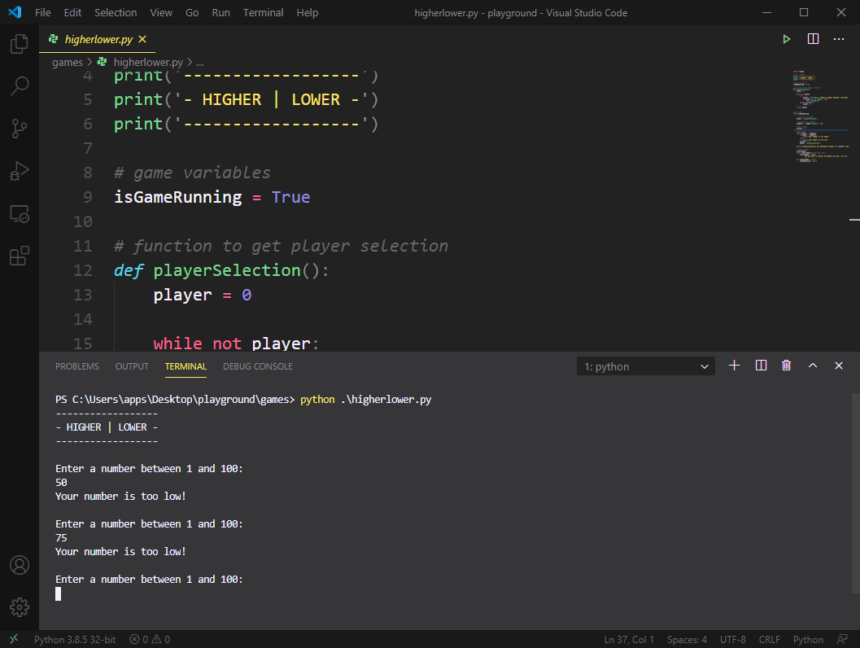 Higher/Lower Game in Python « tsjdevapps