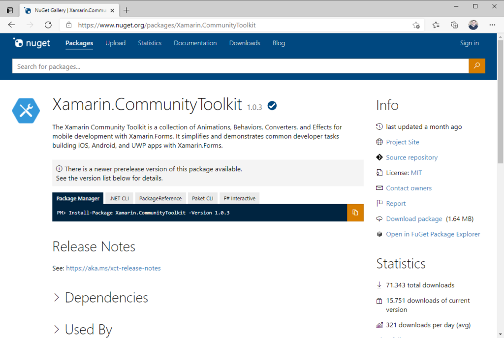 NuGet: Xamarin Community Toolkit « tsjdevapps