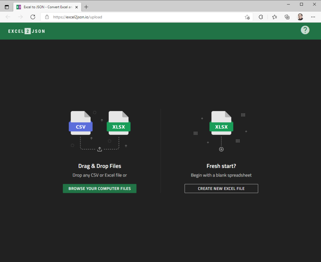 Excel2Json: Webseite zum Konvertieren von Excel zu JSON « tsjdevapps